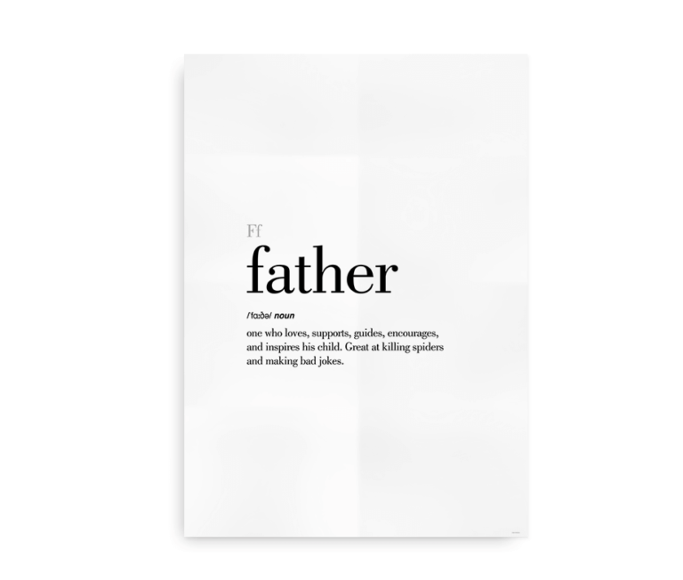 Plakat med definitionen af "far" - Gaveidé til Fars Dag