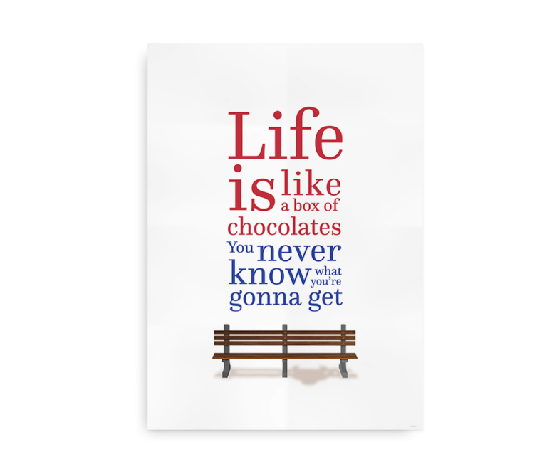 "CHOCOLATES" - Plakat med citat fra Forrest Gump