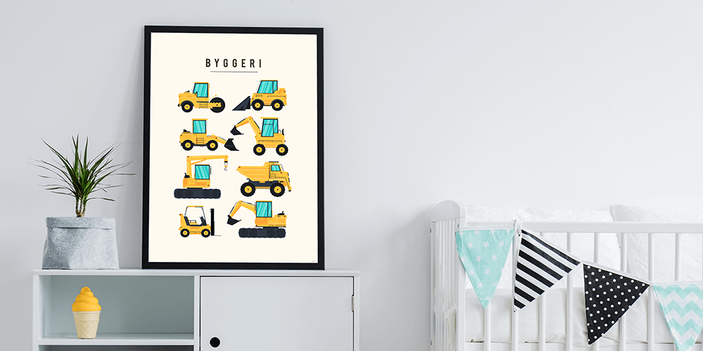 Plakater med maskiner, køretøjer og biler - Navneleg.dk
