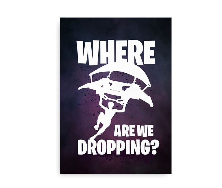 Fortnite inspireret plakat med teksten "Where are we Dropping?" - Køb ...