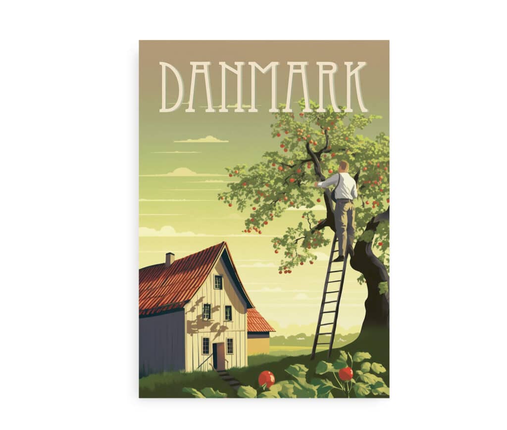 Danmark retro plakat | Danmarks æblehave | Navneleg.dk