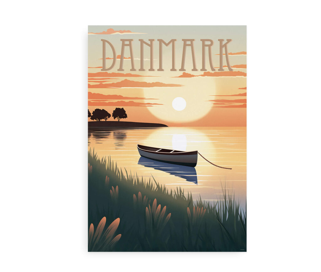 Danmark ved søerne | Retro design plakat | Danmark dejligst