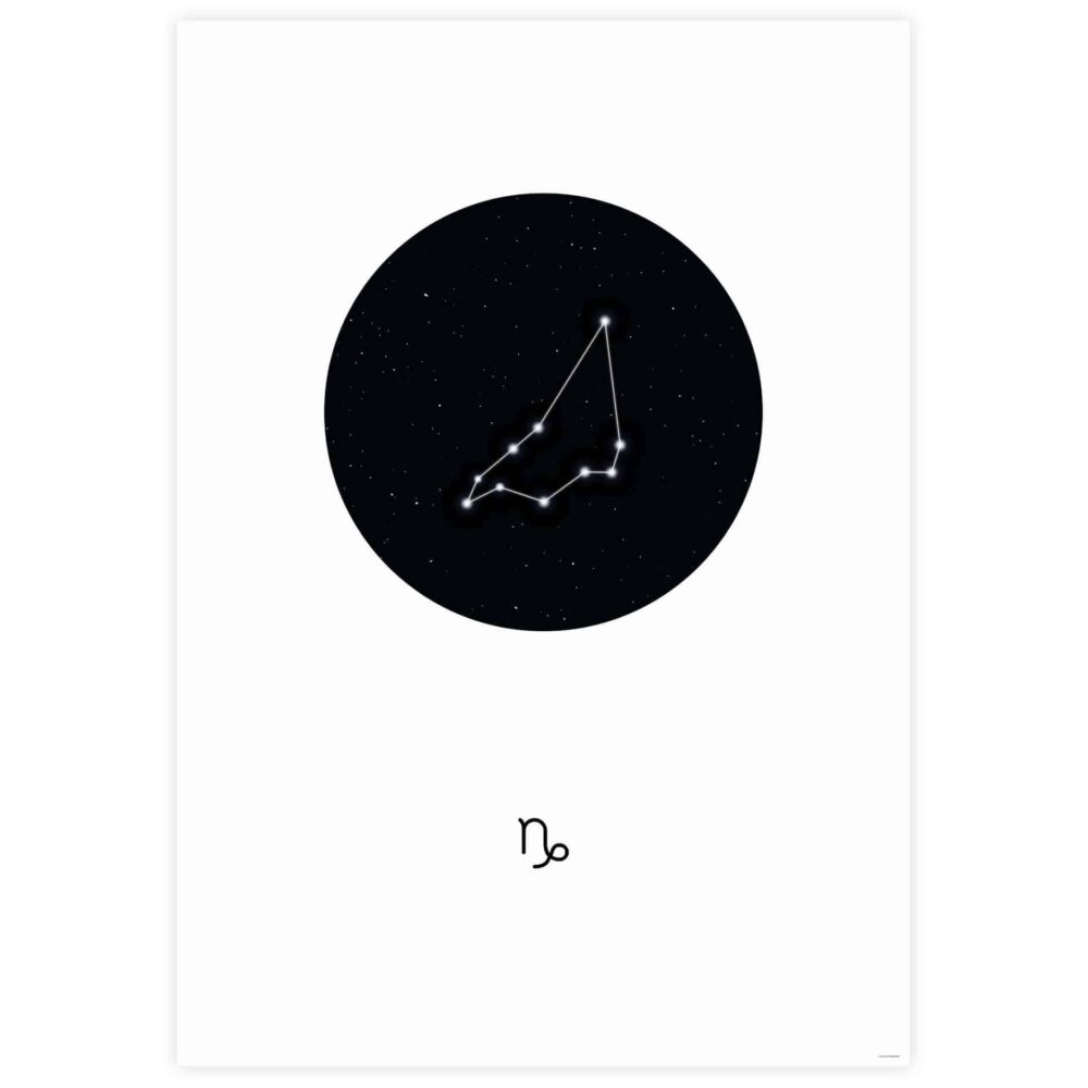 Plakat med navn og stjernetegnet Stenbukken | Navneleg.dk