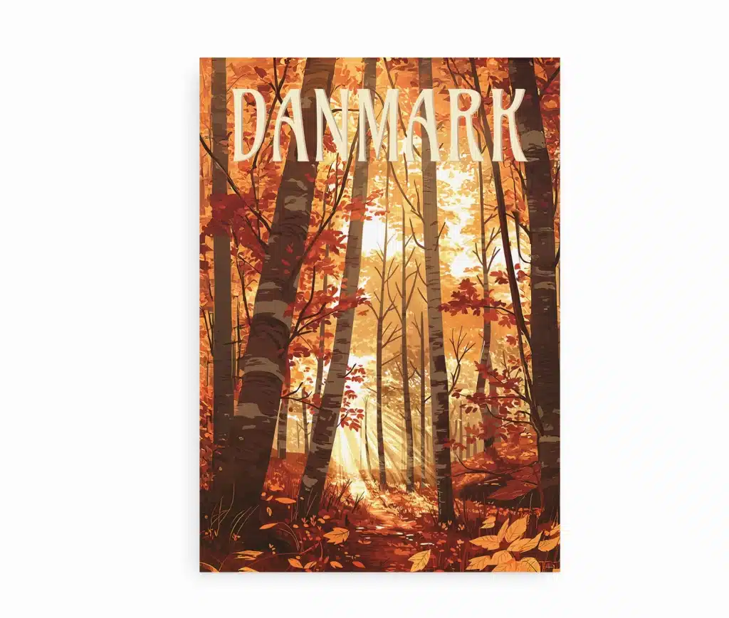 Danmark plakat – Efterår | Dansk natur, skov og varme farver