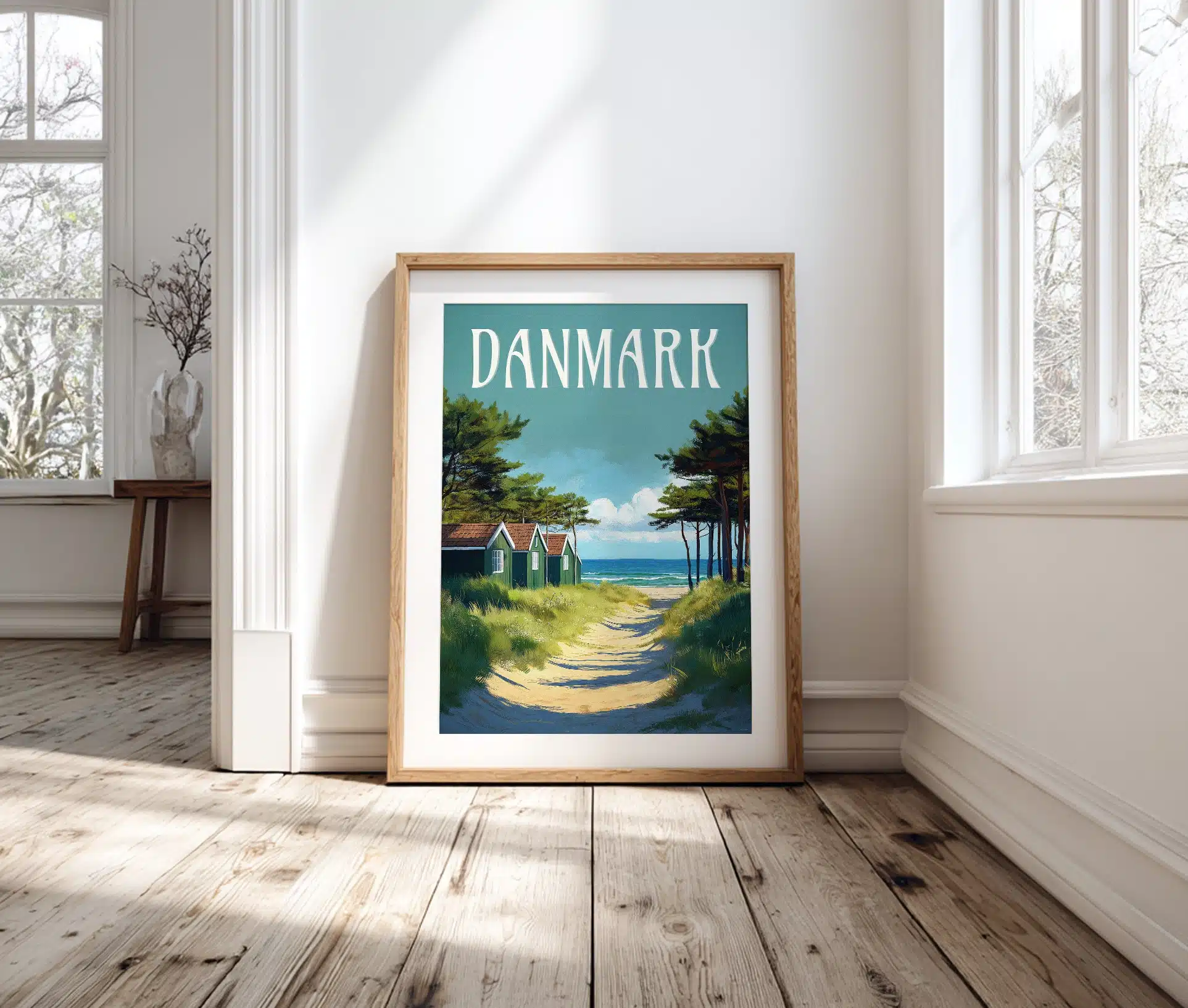 Danmark plakat – Sommerhuse ved stranden | Navneleg.dk